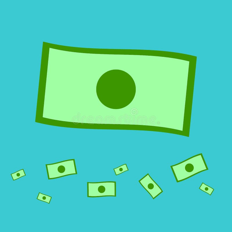 Flat Money Vector with Blue Background Stock Vector - Illustration of ...