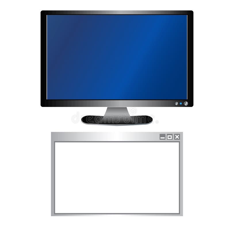 Flat Monitor. Modern PC Screen. Side View Stock Vector - Illustration ...