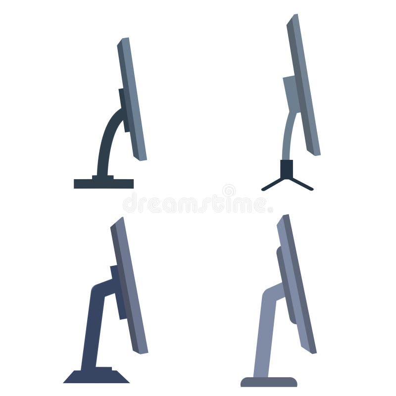 Flat Monitor. Modern PC Screen. Side View Stock Vector - Illustration ...