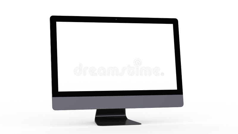 A Flat Monitor White Screen Computer, Pc Display Digital Illustration ...