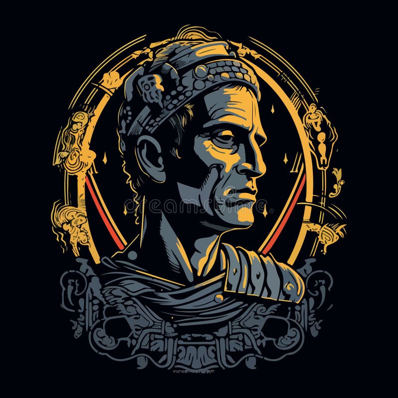 Flat, Monochrome Drawing of an Ancient Roman General. Stock ...