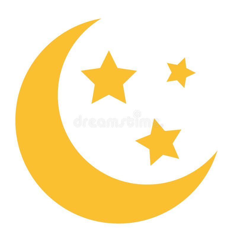 Flat Moon Icon with Three Yellow Stars Stock Vector - Illustration of ...