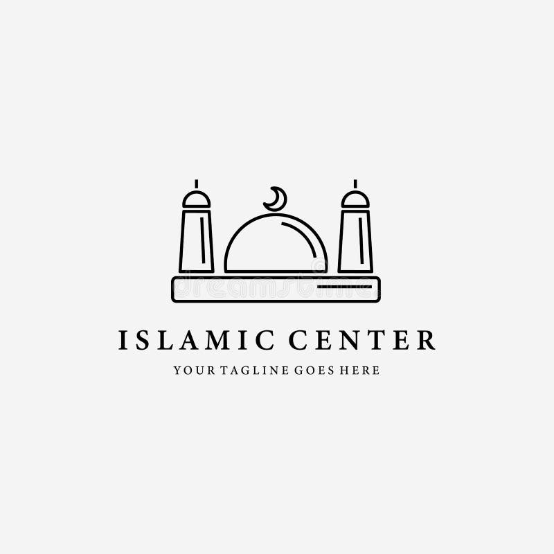 Flat Mosque Islamic Center Vector Design Line Art Illustration Logo ...