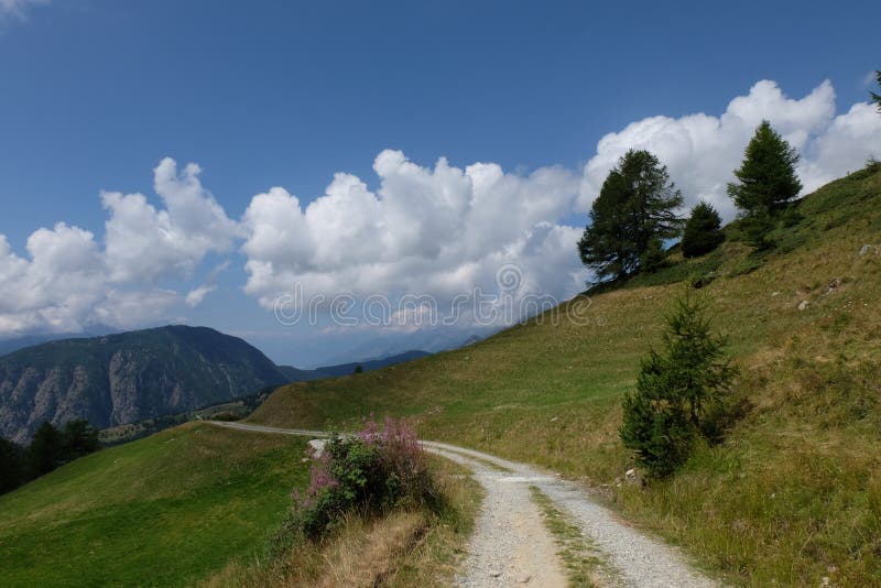 Flat Mountain Road in the Alps Stock Image - Image of europe, mountains ...