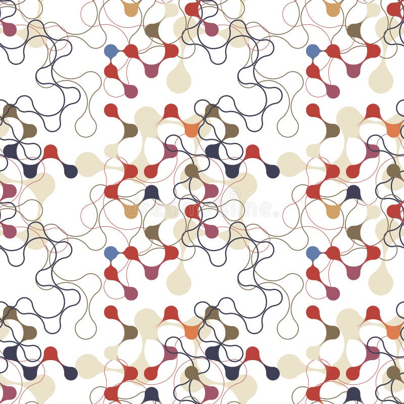 Flat Multicolor Molecules Seamless Pattern Stock Illustration ...