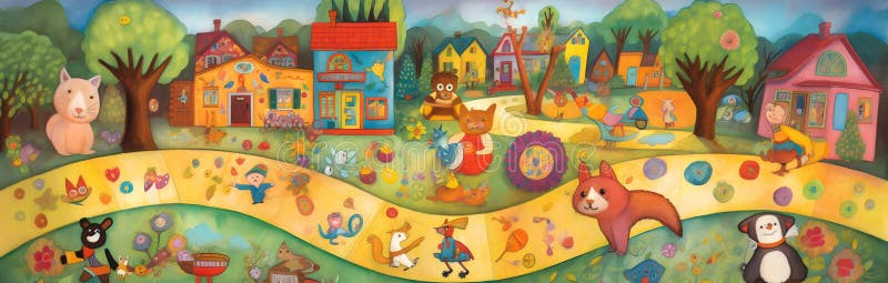 Flat Mural Features a Kindergarten Theme. Generative AI Stock ...