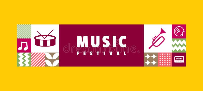 Flat Music Horizontal Banner Design Vector Stock Vector - Illustration ...