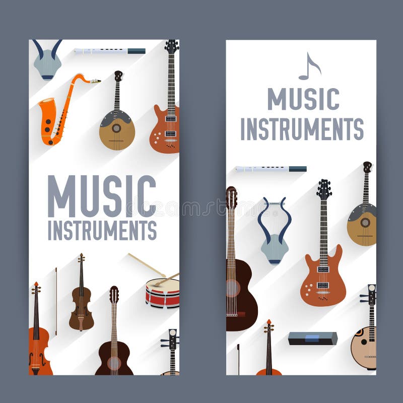 Flat Music Instruments Banners Concept. Vector Illustrator Design Stock ...