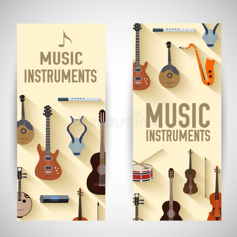 Flat Music Instruments Banners Concept. Vector Stock Vector ...