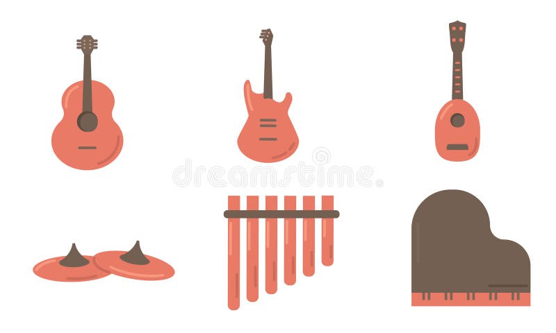 Flat Musical Instruments Icons. Vector Stock Vector - Illustration of ...