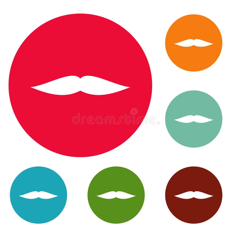 Flat Mustache Icons Circle Set Vector Stock Vector - Illustration of ...