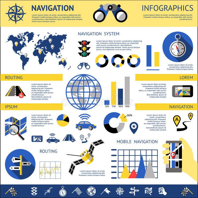Navigation Map Infographics 5 Steps Timeline Concept. Creative F Stock ...