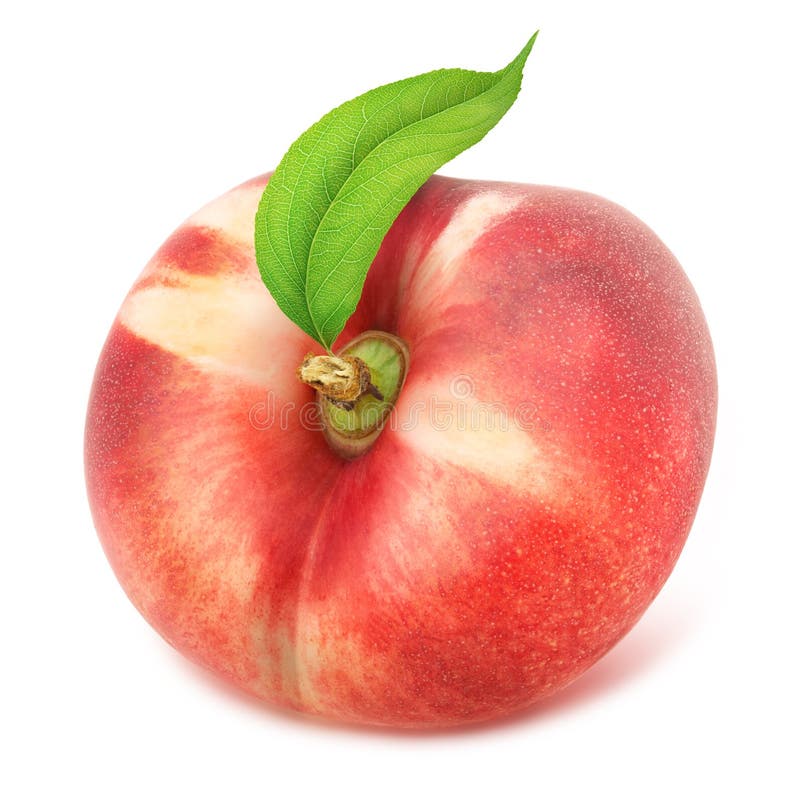 Flat Nectarine with Leaf. Full Depth of Field. Stock Photo - Image of ...