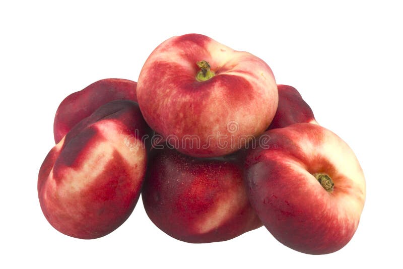 Flat Nectarines Isolated on White Background Stock Photo - Image of ...