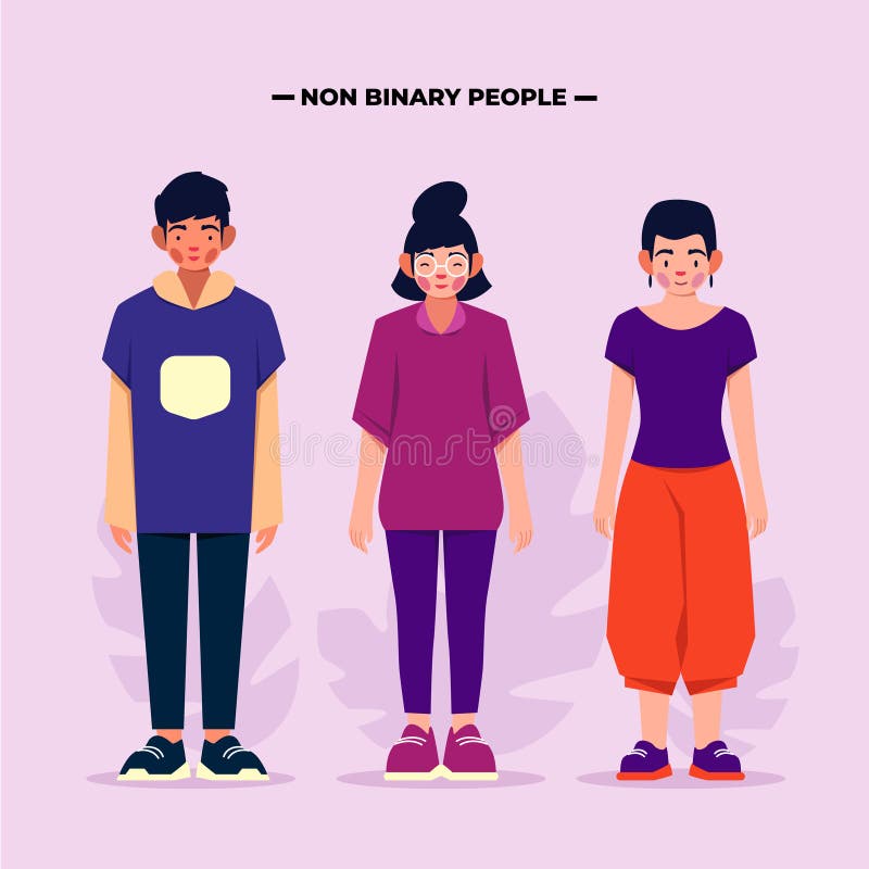 Flat Non-binary People Pack Vector Illustration. Stock Vector ...