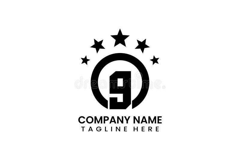 Flat Number Nine Winner Achievement Logo Template Stock Vector ...