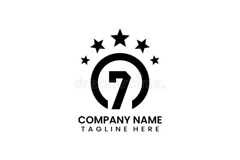 Flat Number Seven Winner Achievement Logo Template Stock Vector ...
