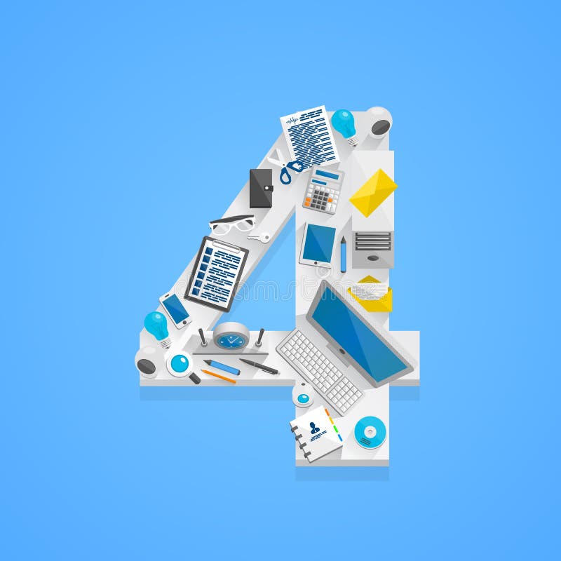 Flat number table 4. stock vector. Illustration of numerical - 39805871