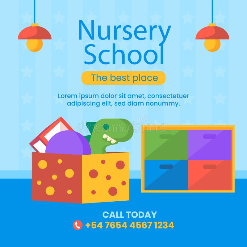 Flat Nursery School Posts Set Vector Illustration. Stock Vector ...