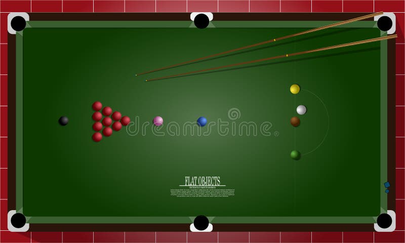 Flat Object Design Set, Snooker Table and Equipments Top View Stock ...