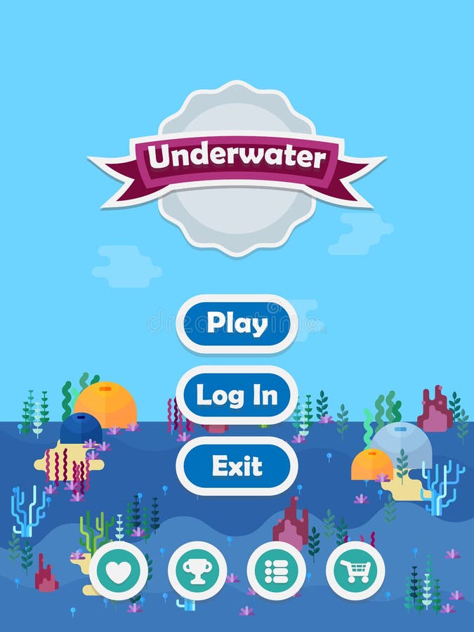 Flat ocean GUI scene stock vector. Illustration of cute - 154015597