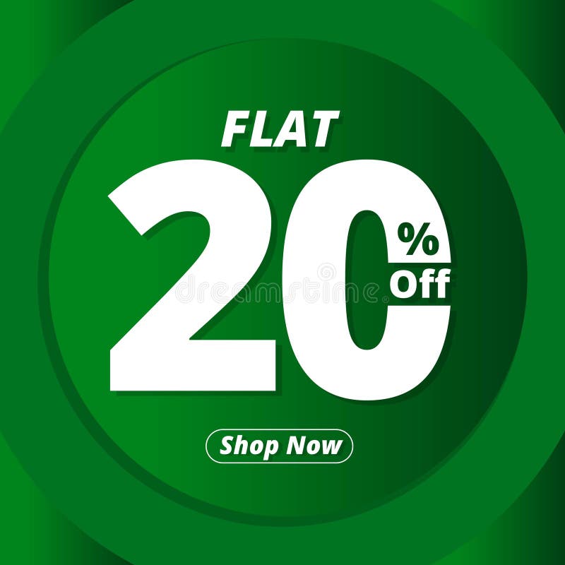 Flat 20 Off Banner Design. Discount Template Stock Vector ...