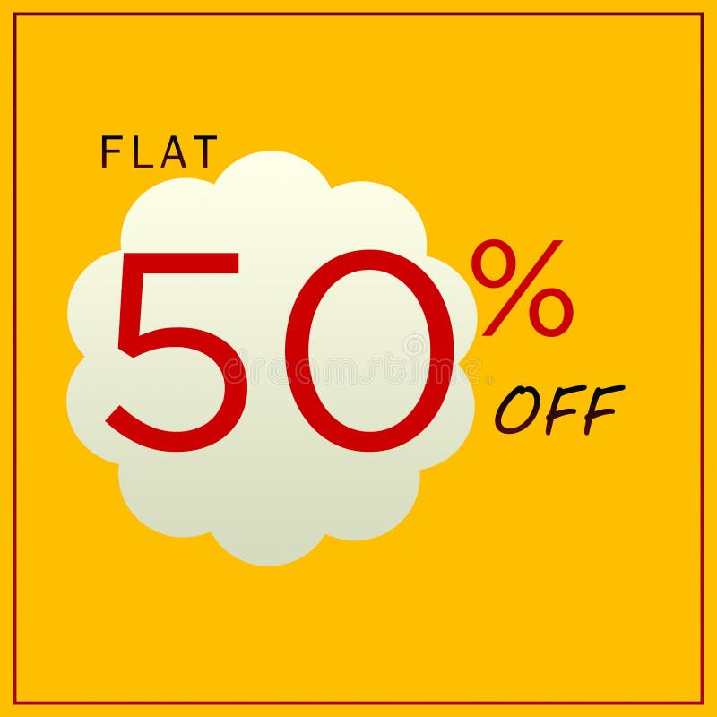 Flat 50 Off Discount Trendy Yellow Banner Design Template Stock ...