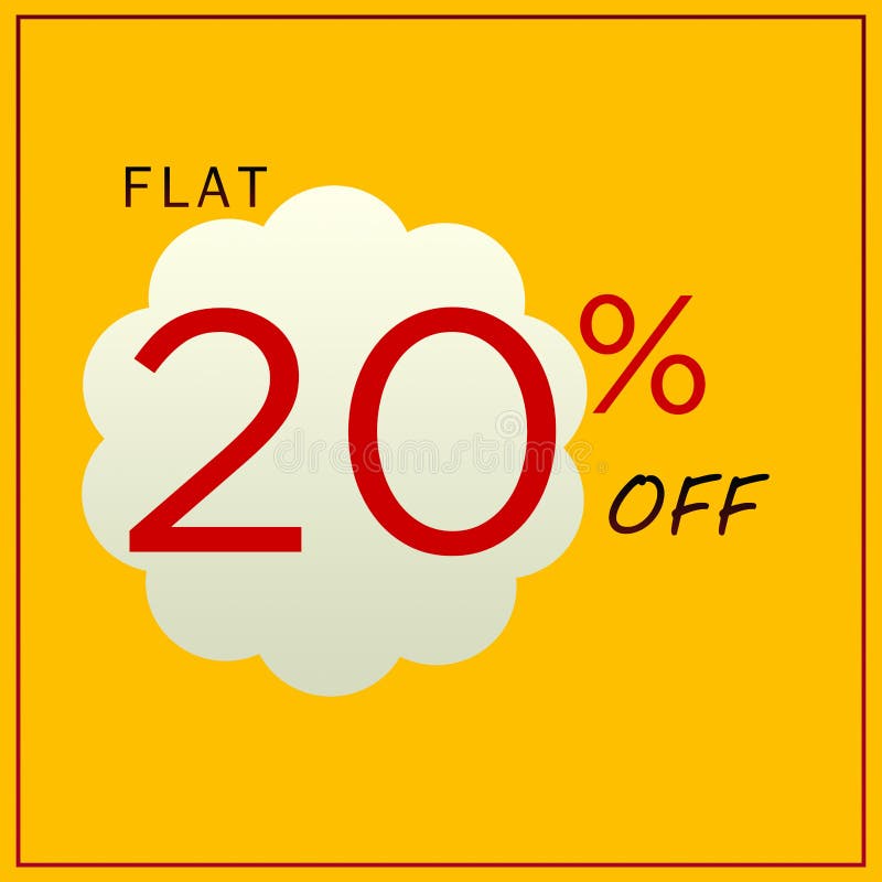 Flat 20 Off Discount Trendy Yellow Banner Design Template Stock ...