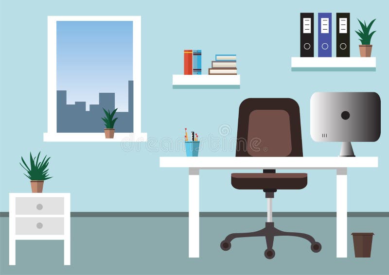 Flat Office Concept Illustration. Business Woman in Office. Vector Illustrator Stock Vector ...
