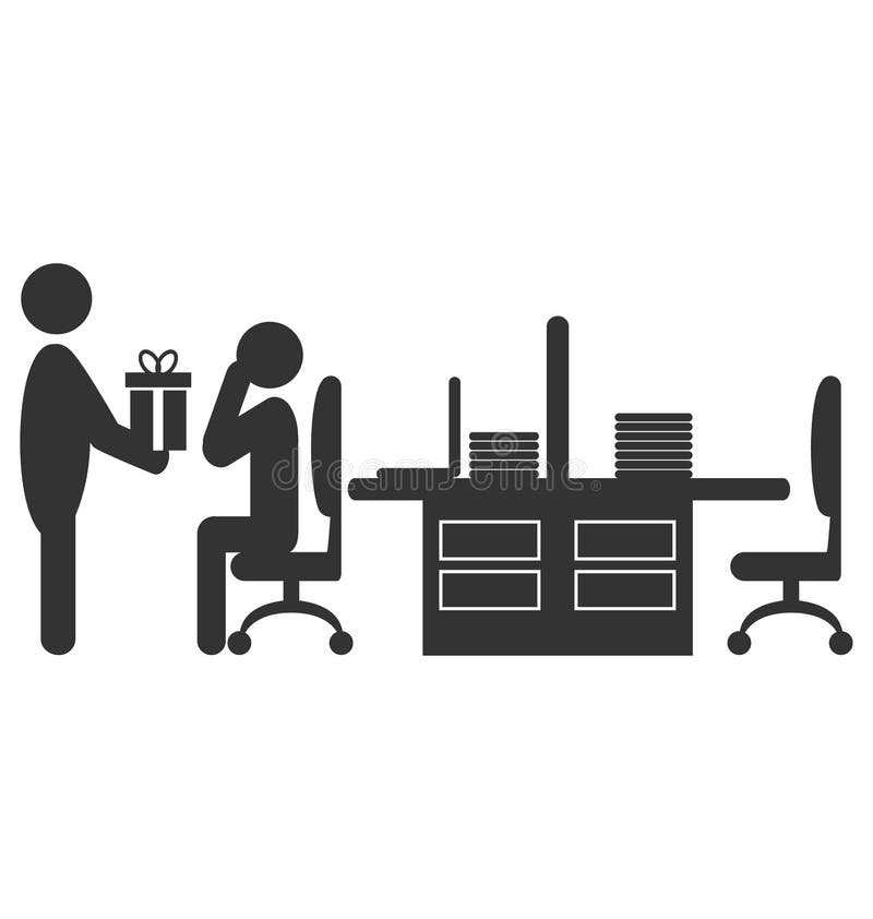 Flat Office Icon with Giving Gift Worker Isolated on White Stock Vector ...