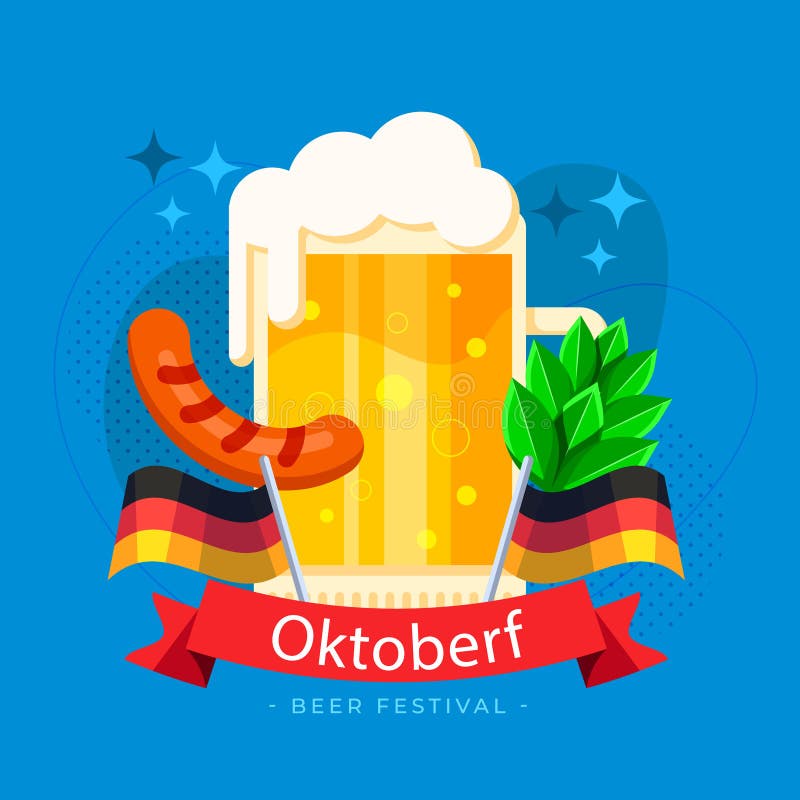Flat Oktoberfest Illustration Vector Illustration. Stock Vector ...