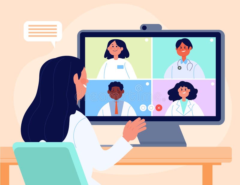 Flat Online Medical Conference Vector Illustration. Stock Vector ...