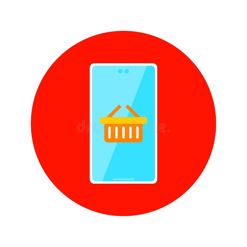 Flat Online Shopping Circle Icon. Vector Illustration of Shop Object ...