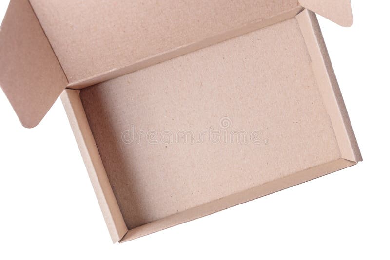 Flat Open Empty Cardboard Brown Box or Kraft Package Box Isolated on ...