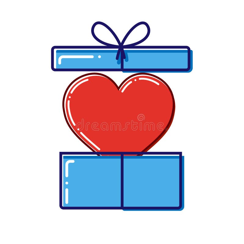 Flat Open Gift Box with Heart Inside Vector Stock Vector - Illustration ...