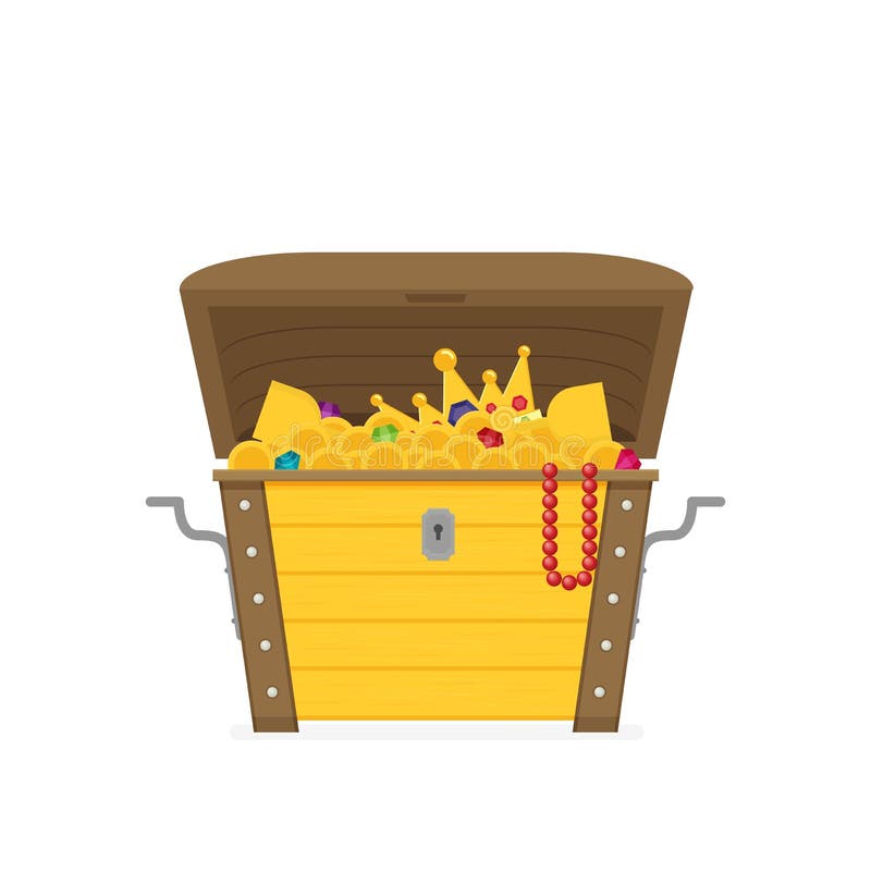 Flat Open Treasure Chest Isolated Flat Design Stock Vector ...