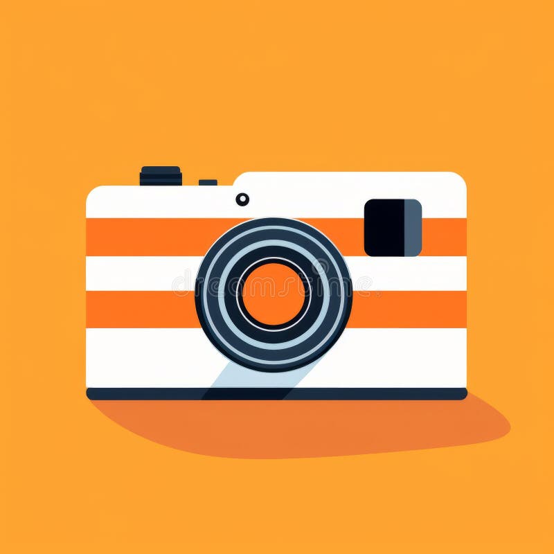 Flat Orange Camera Icon: Graphic Design-inspired Illustration Stock ...