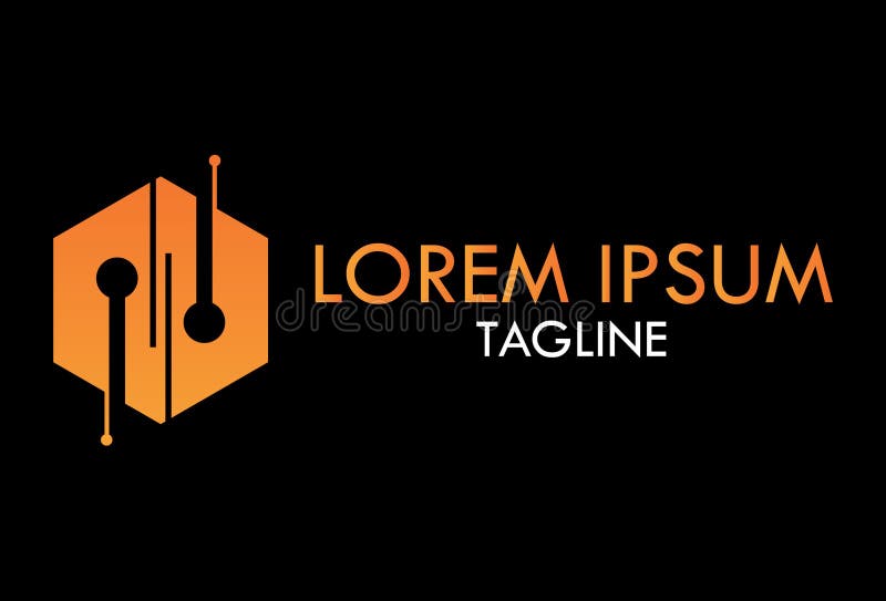 Orange Color Hexagonal Line Dot Tech Logo Design Stock Vector ...