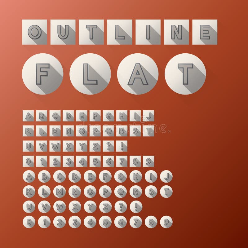 Flat Outline Font and Numbers Stock Vector - Illustration of line, clip ...