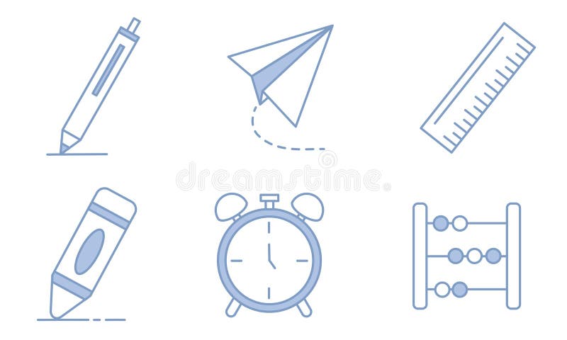 Flat and Outline School Icons. Vector Stock Vector - Illustration of ...