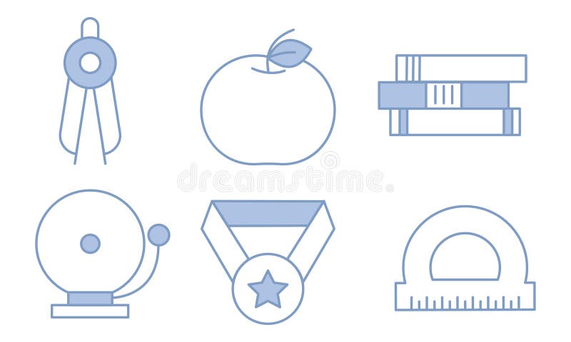 Flat and Outline School Icons. Vector Stock Vector - Illustration of ...