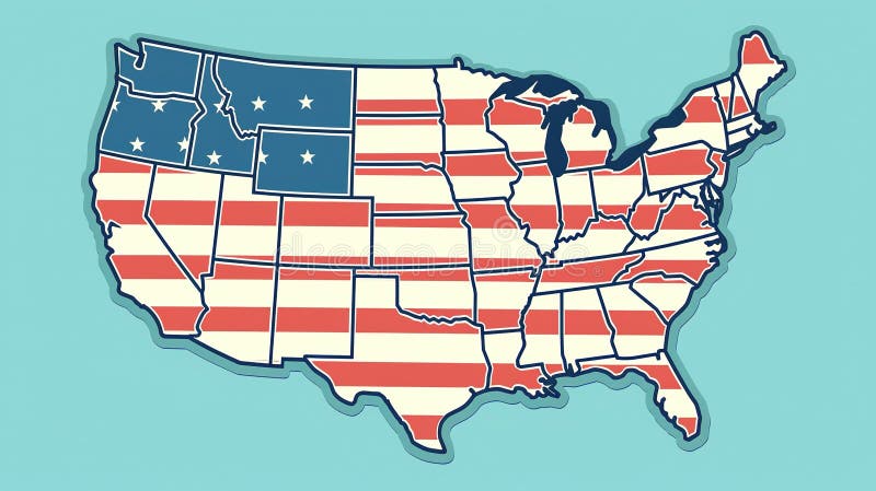 Flat Outline of United States of America. Generative AI. Stock ...