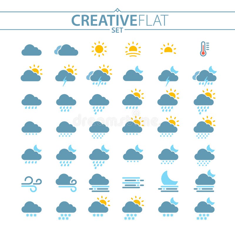 Flat Outline Weather Ui Icons Set for Mobile and Web Useage Stock ...