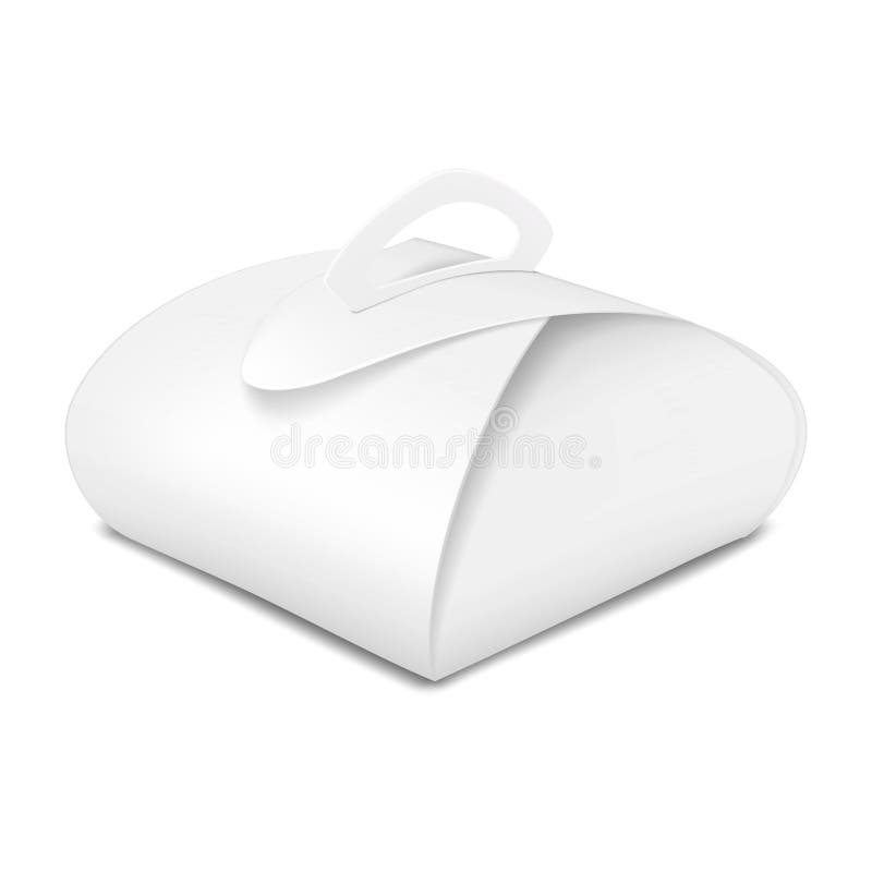 Flat Pack Paper Gift Box with Handle Mockup. Cardboard Bakery Box ...