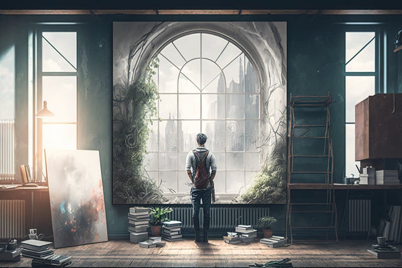 Flat of Painter with Big Windows, Concept of Interior Design and ...