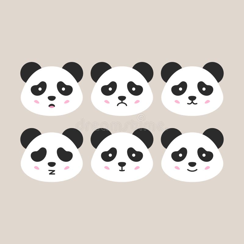Flat Panda Heads stock vector. Illustration of happy - 89761296
