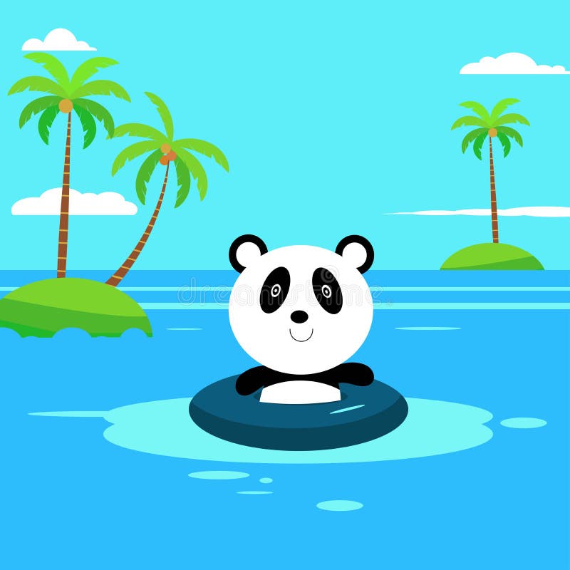 Panda on the beach 04 stock vector. Illustration of cute - 59015961
