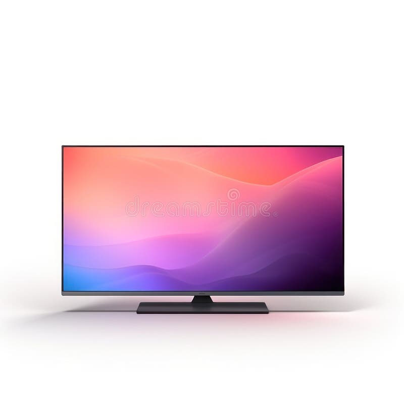 A Flat Panel Display Television Set is Placed on a Stand Against a ...