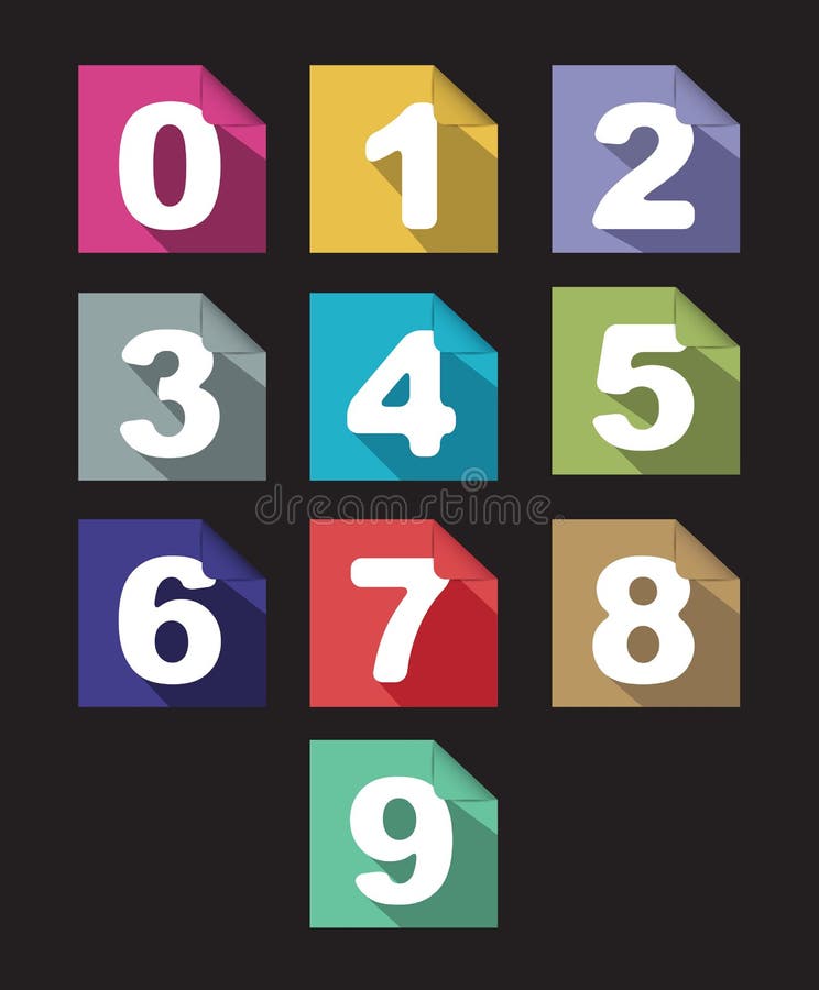 Flat Paper Numbers Set with Long Shadows Stock Vector - Illustration of ...