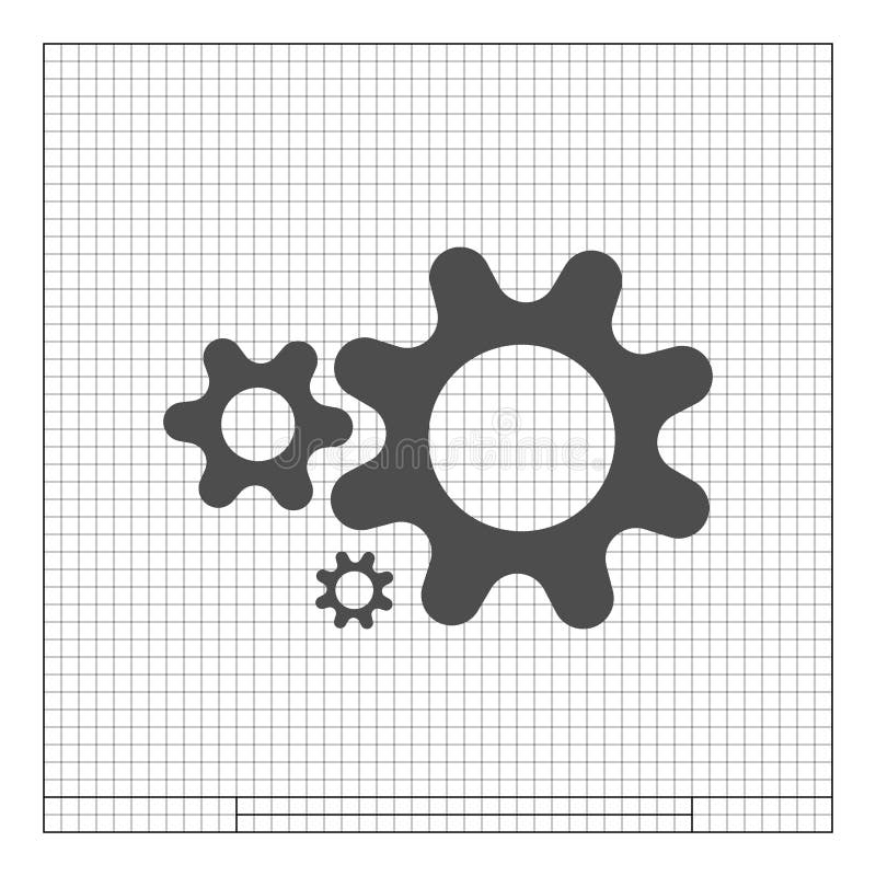 Flat Paper Styled Icon of Cogs Stock Illustration - Illustration of ...